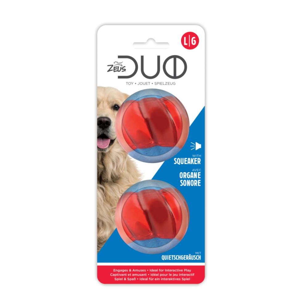 Zeus - Duo Ball, 6.3cm with Squeaker, 2pk – Pets Lounge