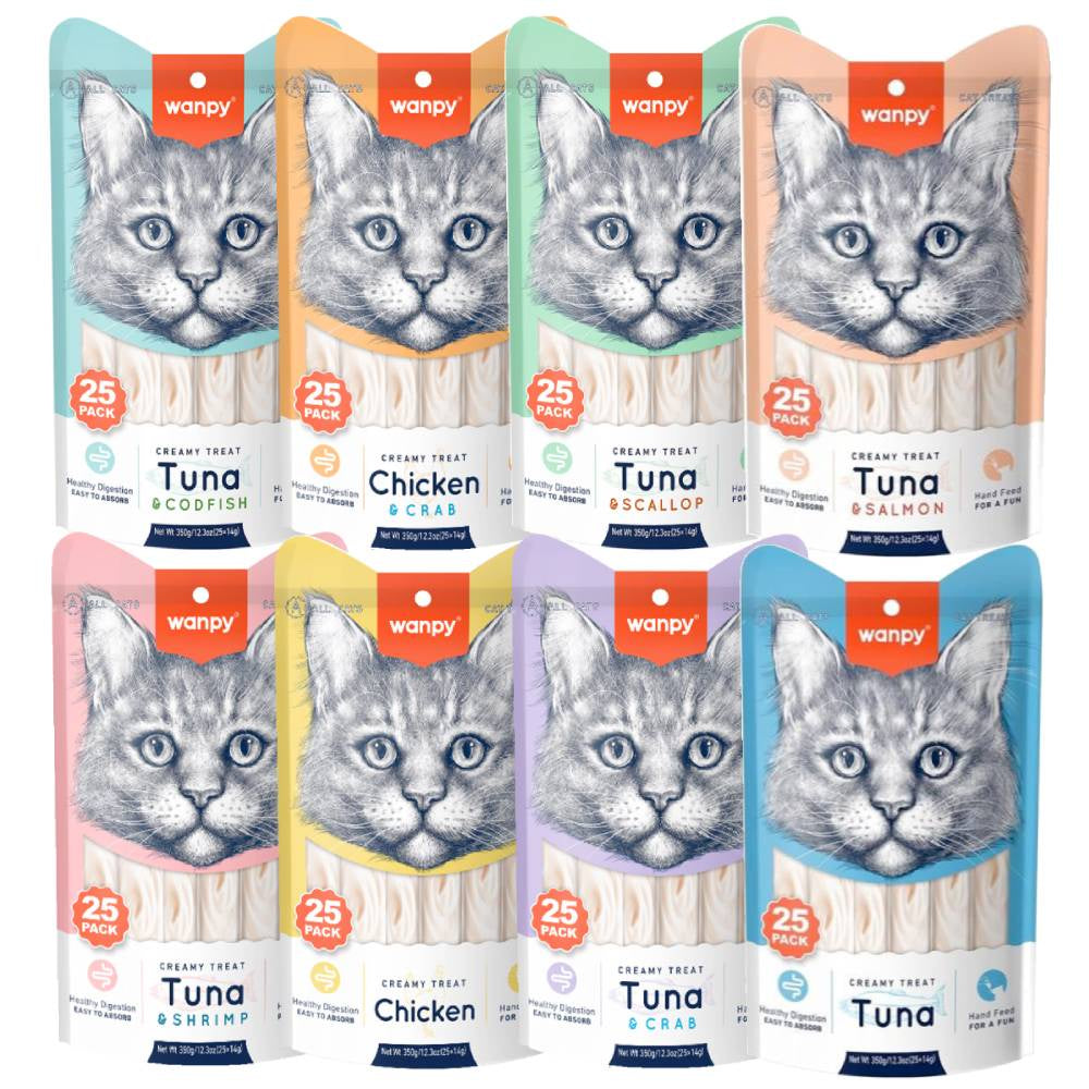 Wanpy - Creamy Lickable Cat Treats – (14g x 25pc) – Pets Lounge